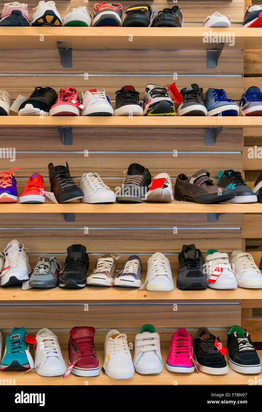 Big collection of different sport shoes Stock Photo - Alamy