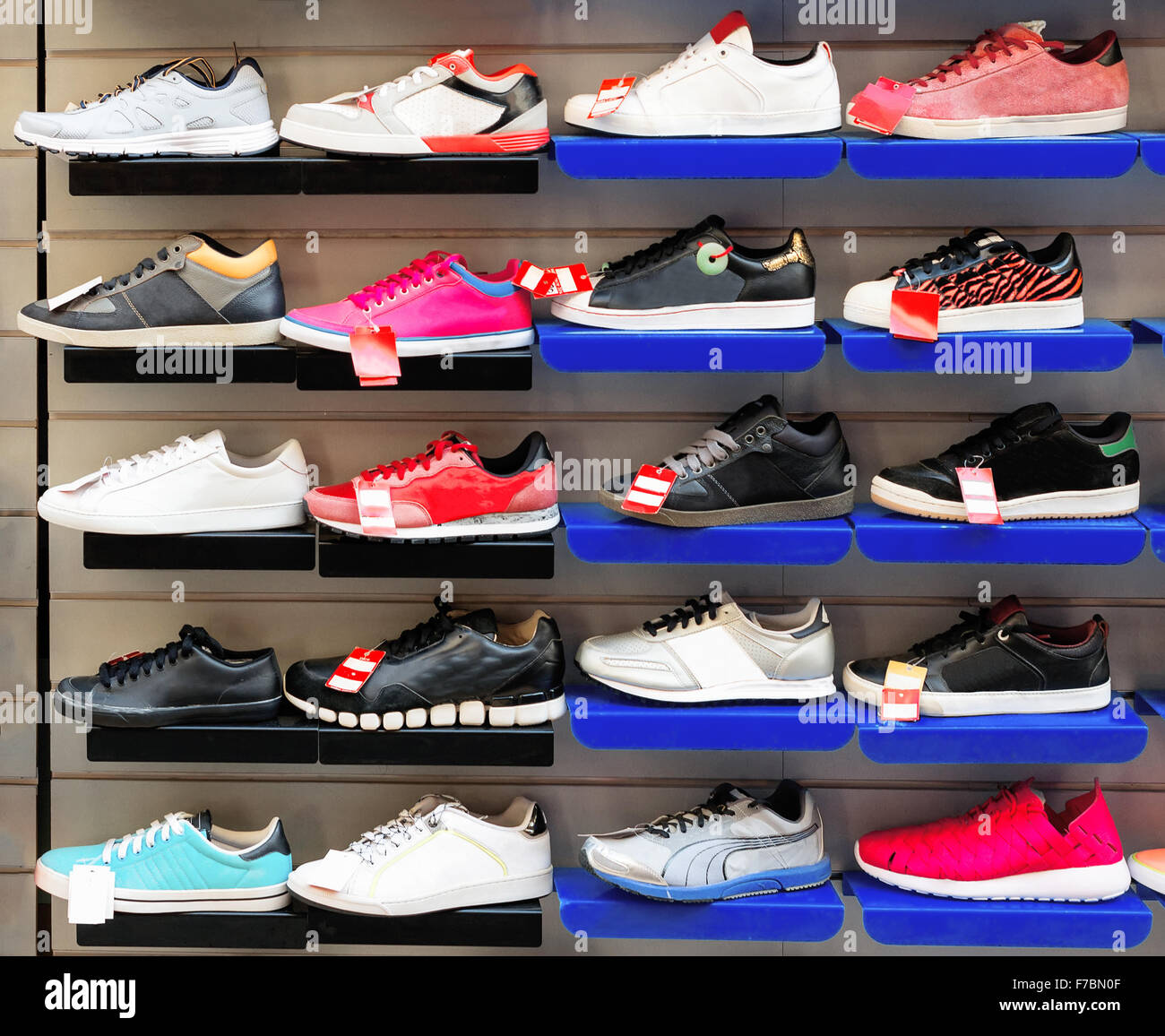 Big collection of different sport shoes Stock Photo - Alamy