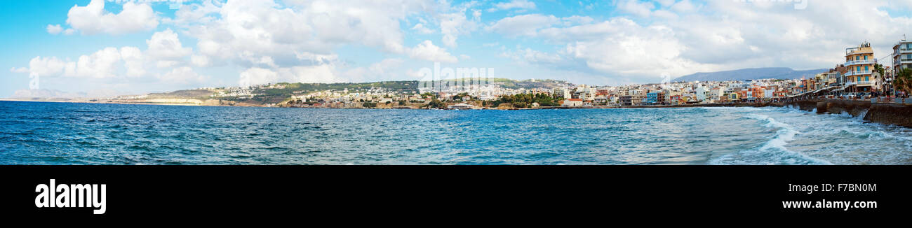 Scenic panorama view of cityscape and bay. Chania, Greece Stock Photo ...