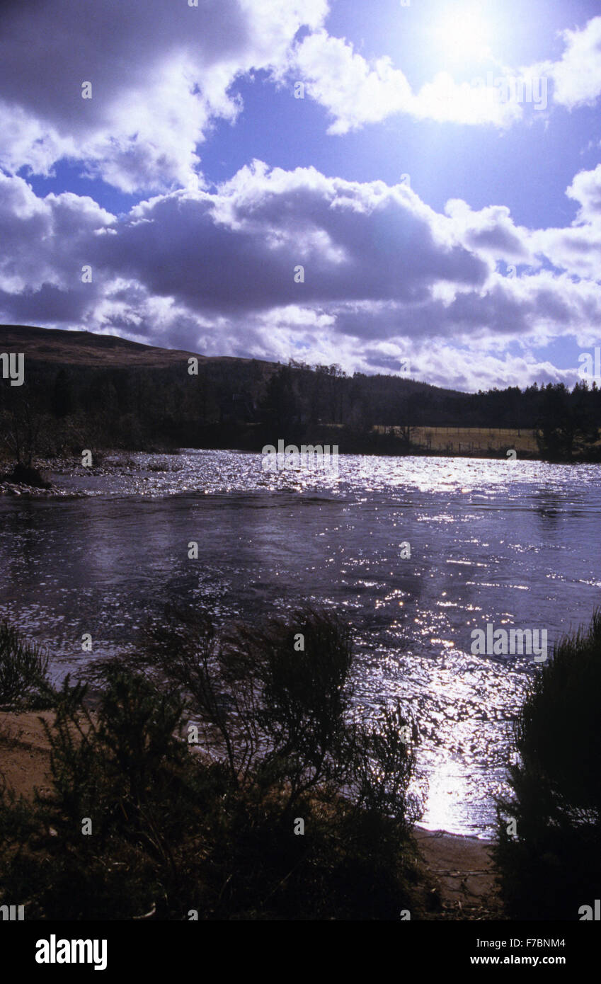 View over the River Dee. Ballater. Royal Deeside. Scotland Stock Photo ...