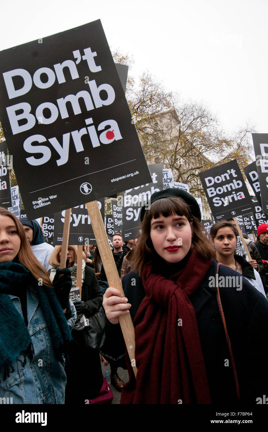 Don't Bomb Syria Protest organised by Stop the War demonstration ...