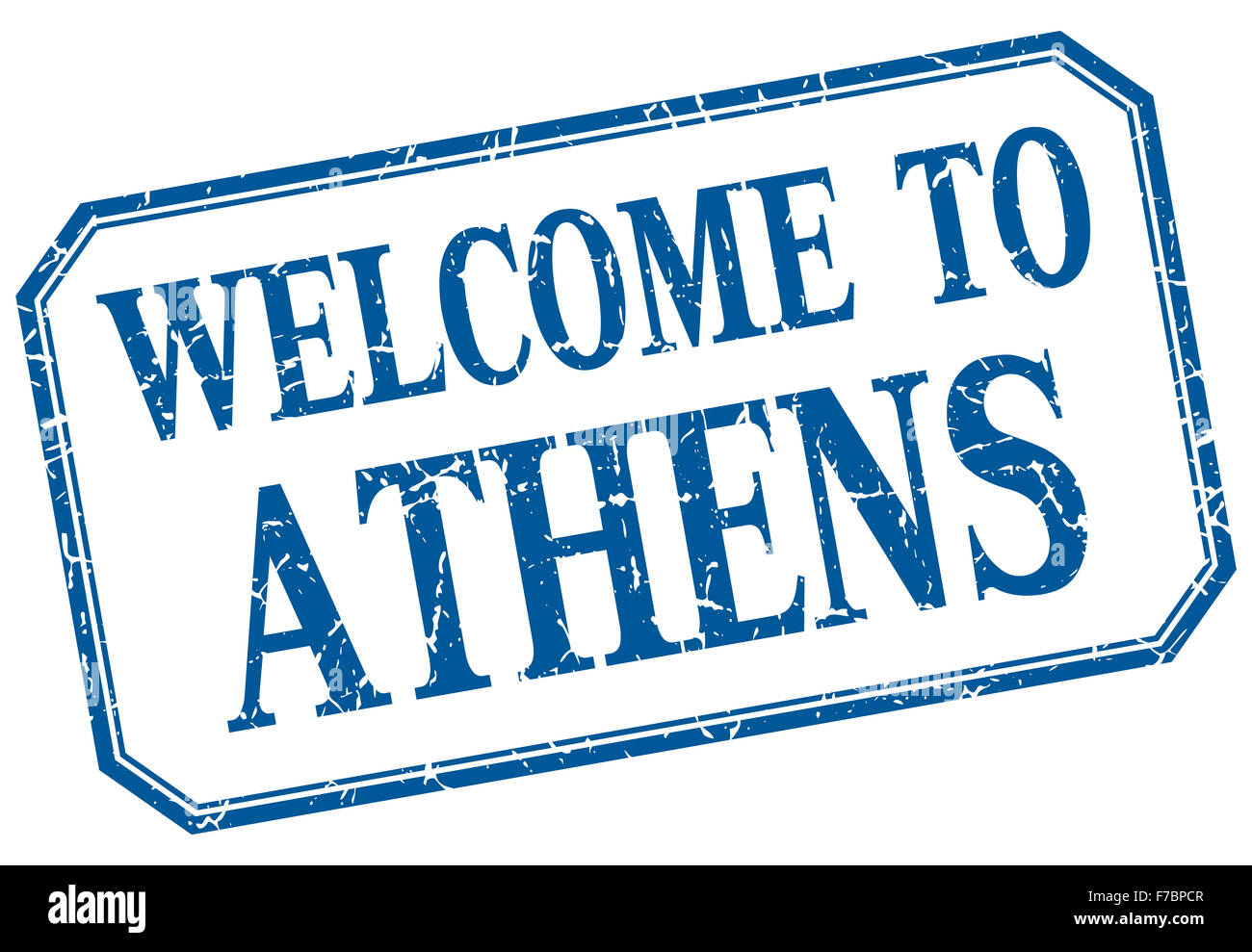 Athens - welcome blue vintage isolated label Stock Photo - Alamy