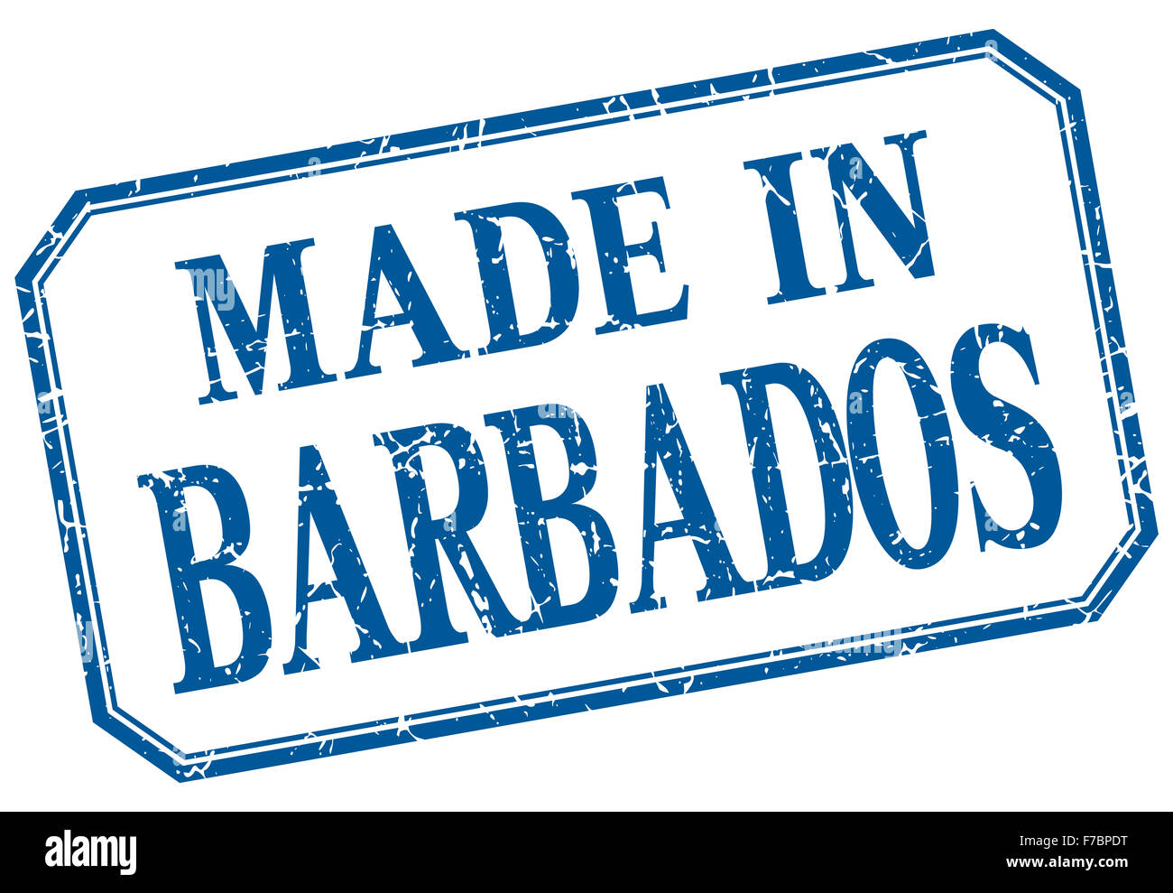 Barbados - made in blue vintage isolated label Stock Photo - Alamy