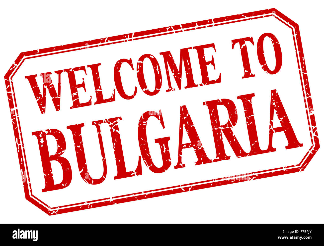 Bulgaria - welcome red vintage isolated label Stock Photo - Alamy