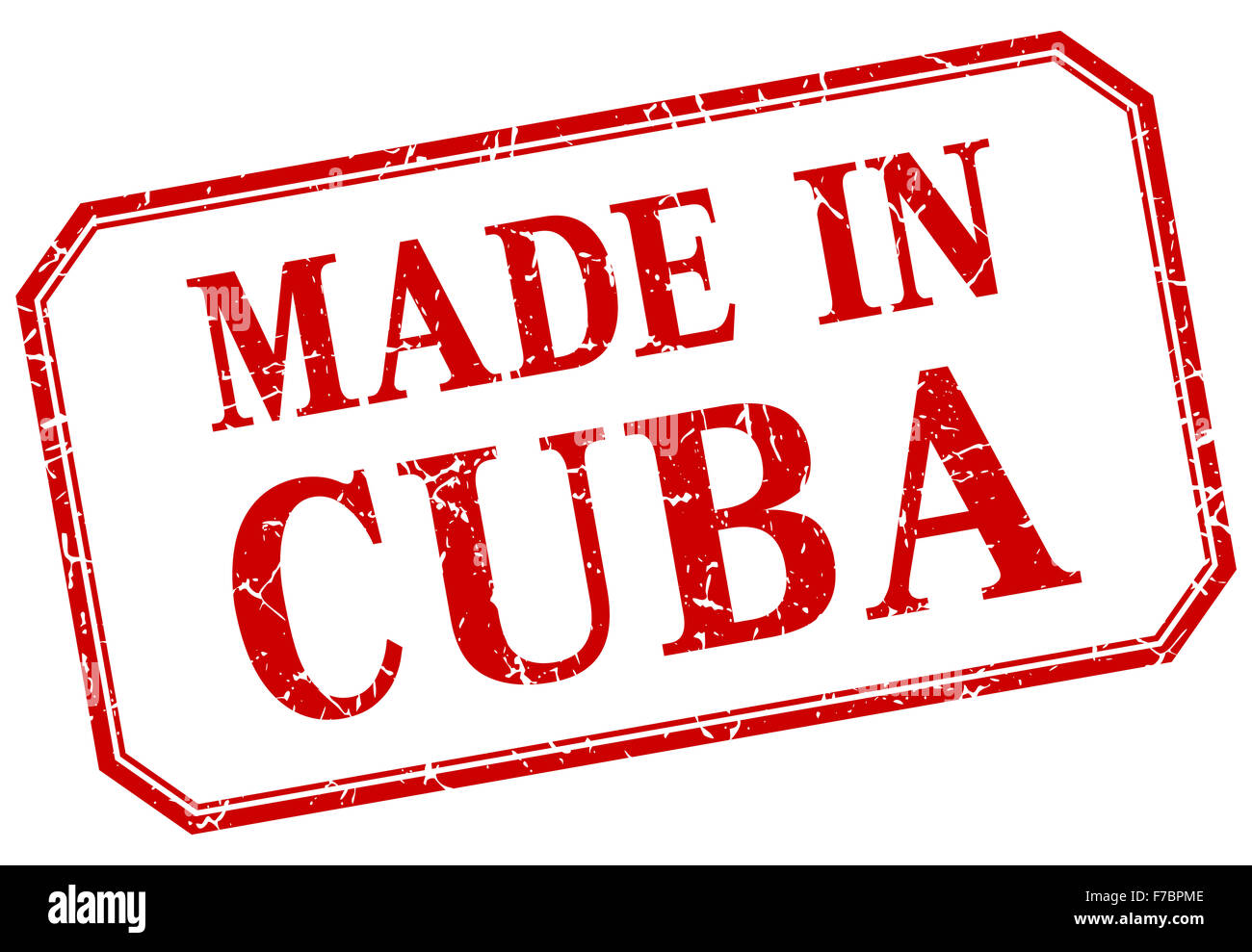 Cuba - made in red vintage isolated label Stock Photo - Alamy