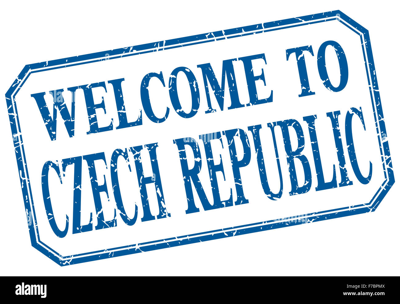 Czech Republic - welcome blue vintage isolated label Stock Photo - Alamy
