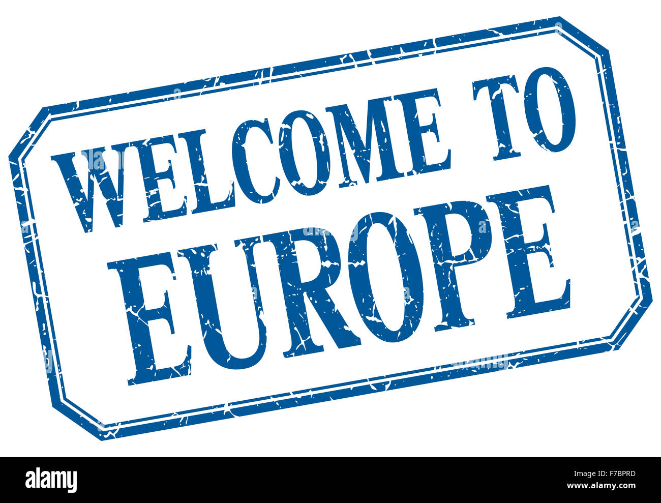europe - welcome blue vintage isolated label Stock Photo - Alamy