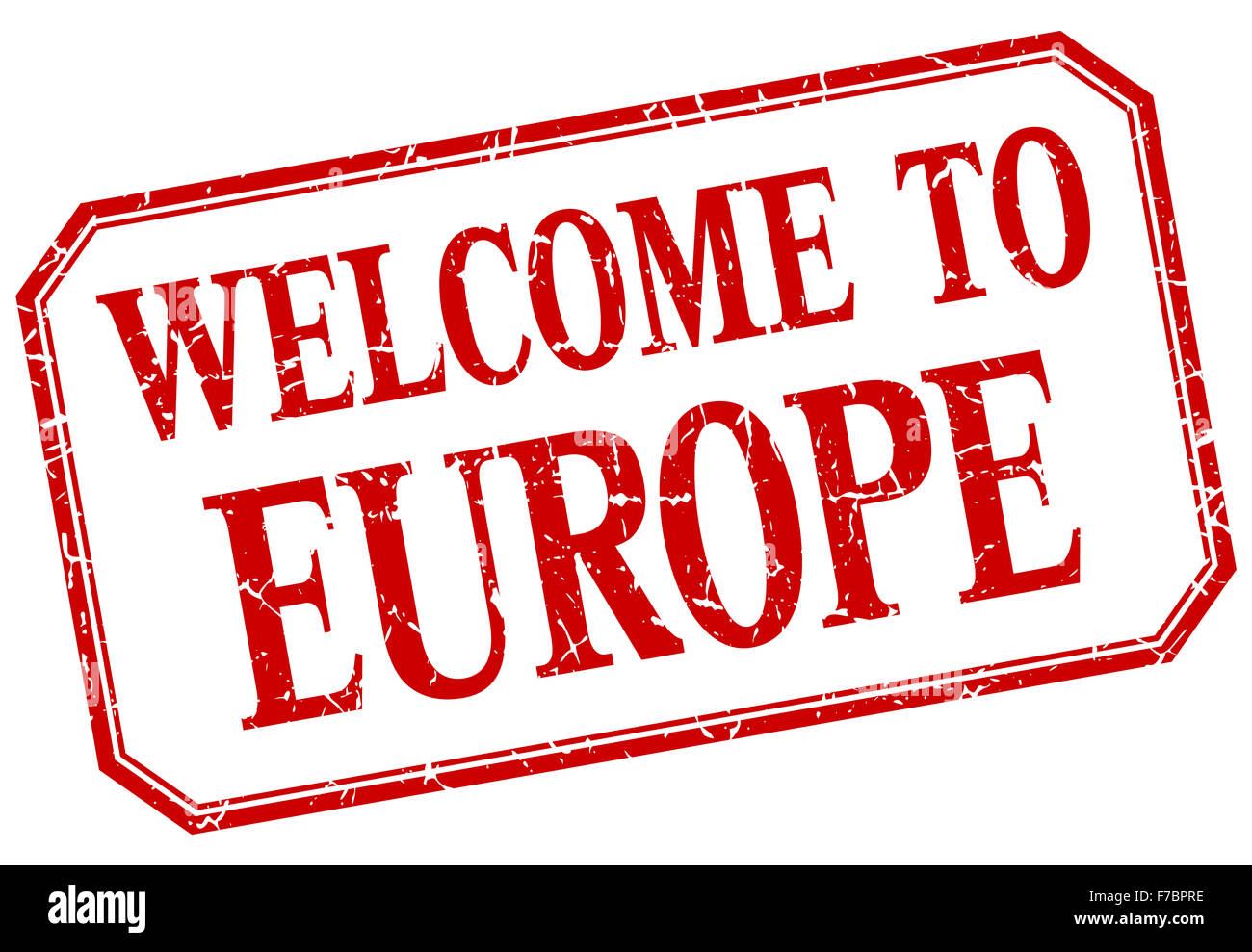 europe - welcome red vintage isolated label Stock Photo - Alamy