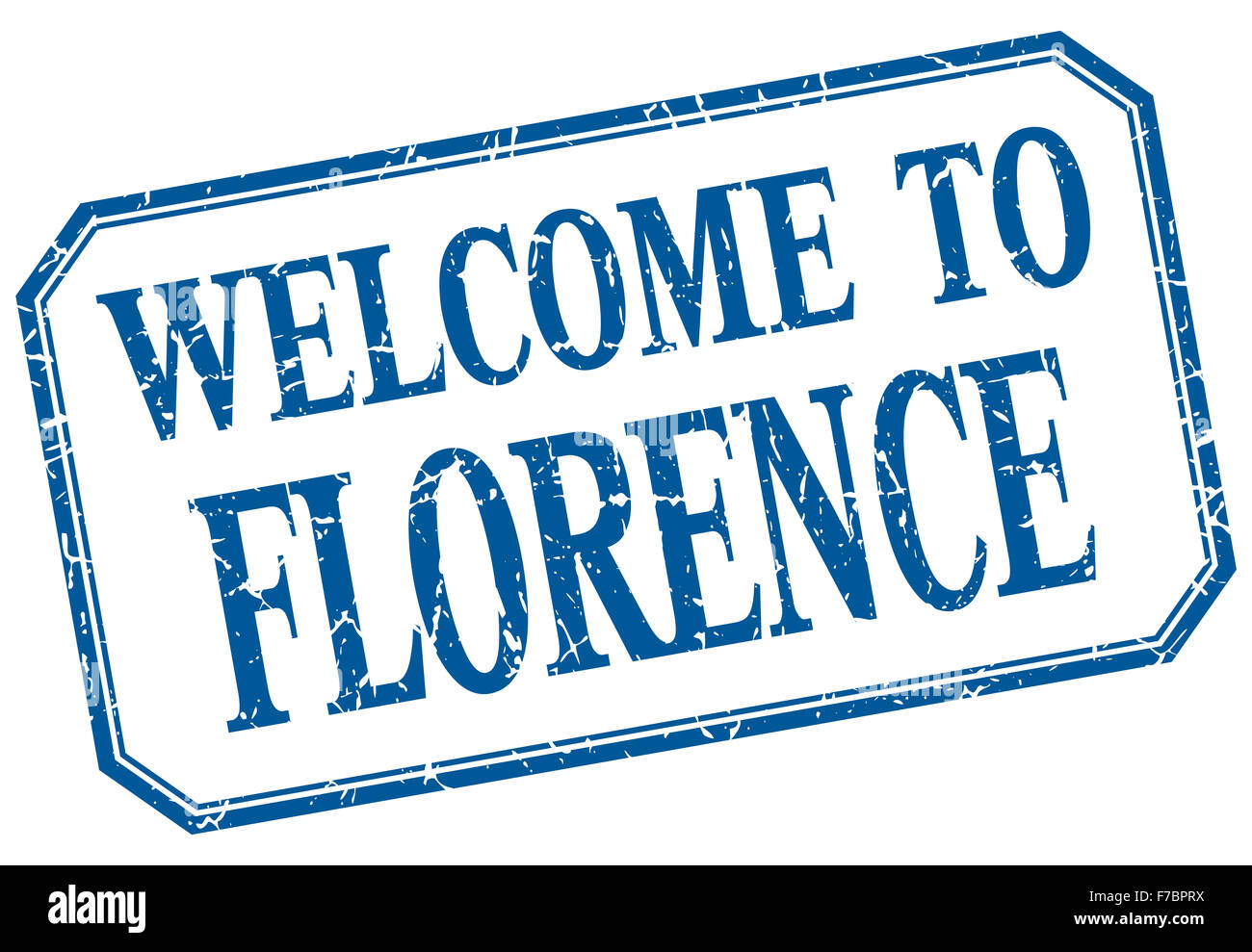 Florence - welcome blue vintage isolated label Stock Photo - Alamy