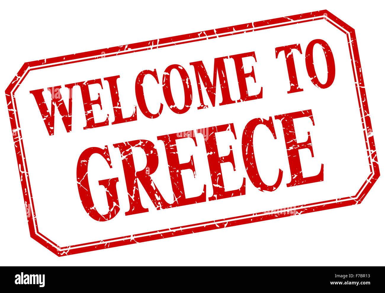 Greece - welcome red vintage isolated label Stock Photo - Alamy