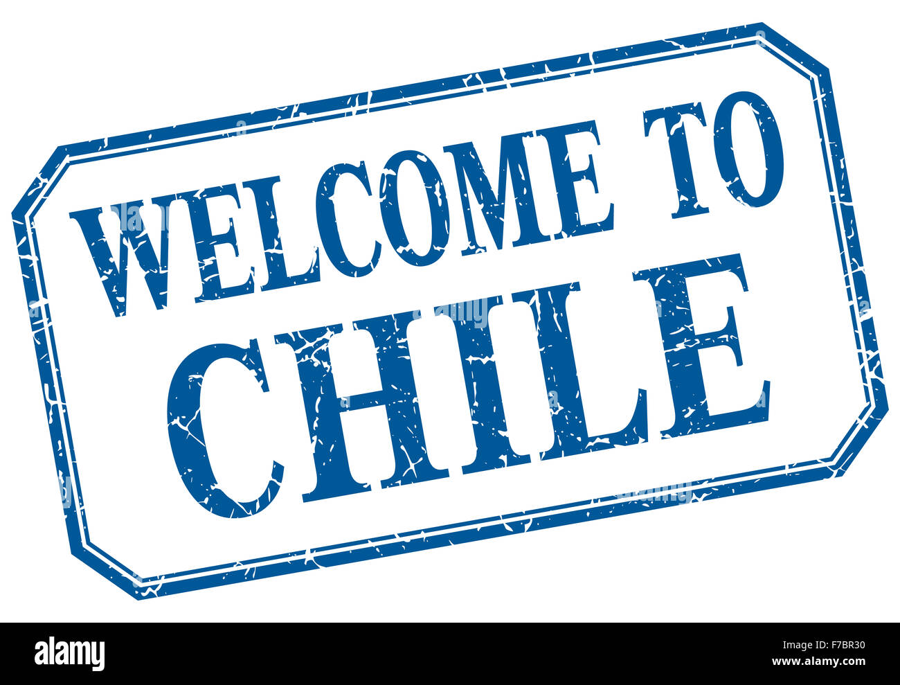 Chile - welcome blue vintage isolated label Stock Photo - Alamy