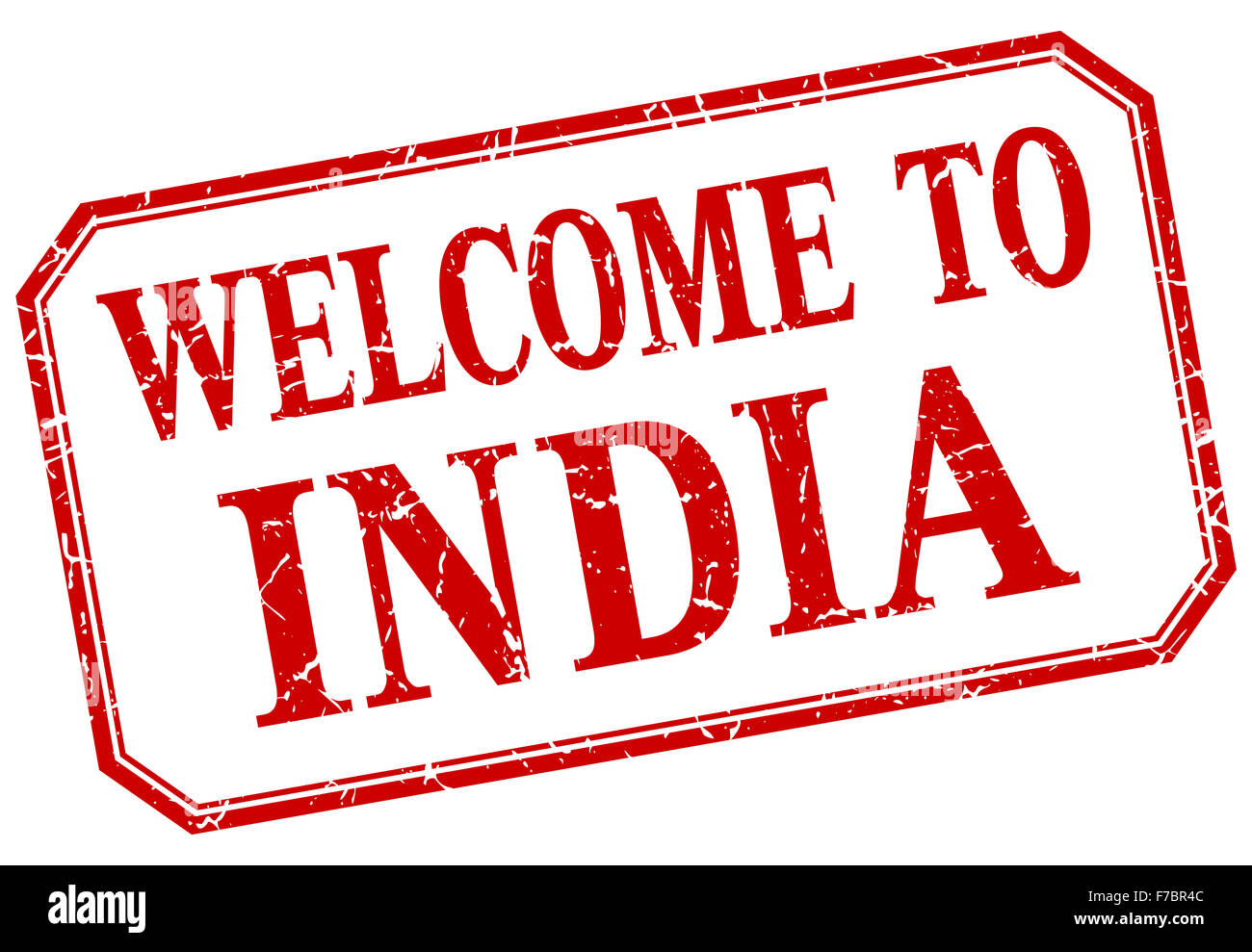 India - welcome red vintage isolated label Stock Photo - Alamy