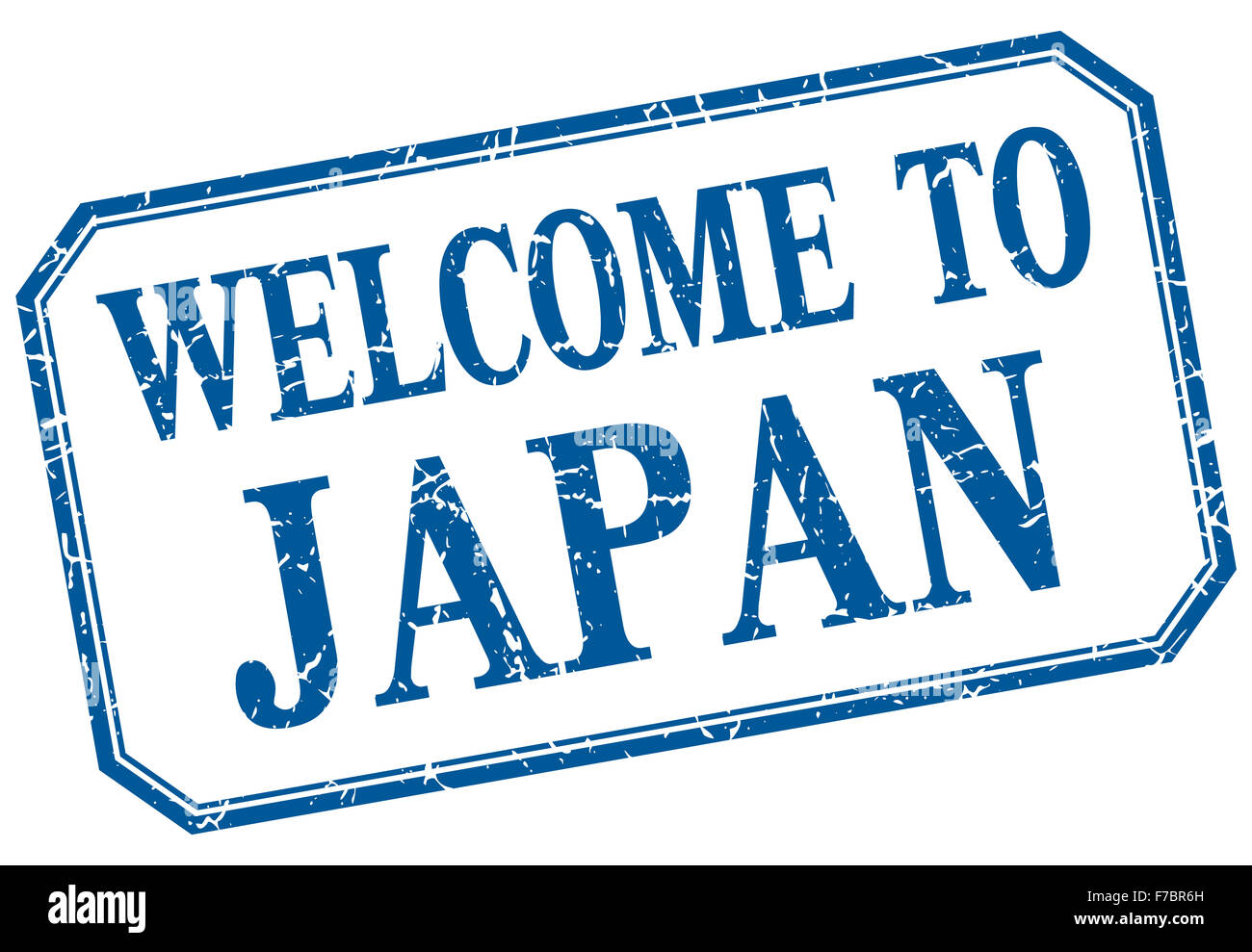 Japan - welcome blue vintage isolated label Stock Photo - Alamy