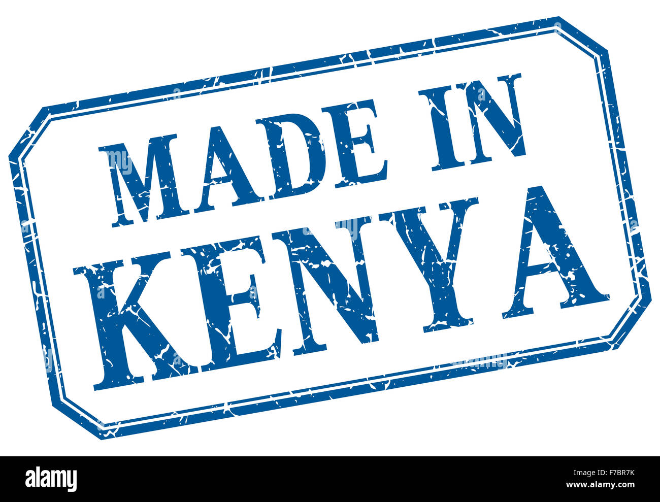 Kenya - made in blue vintage isolated label Stock Photo - Alamy