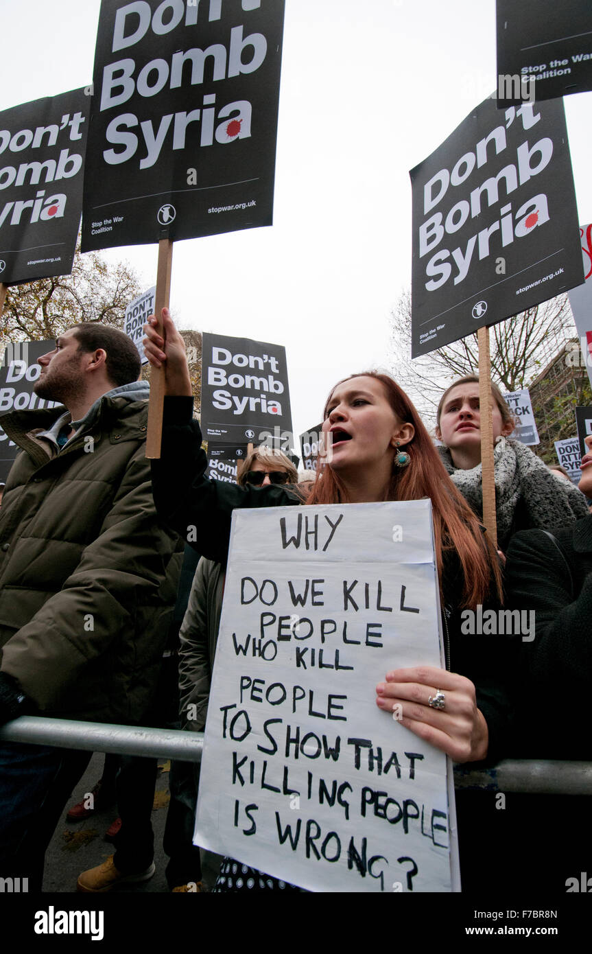 Don't Bomb Syria Protest organised by Stop the War demonstration ...