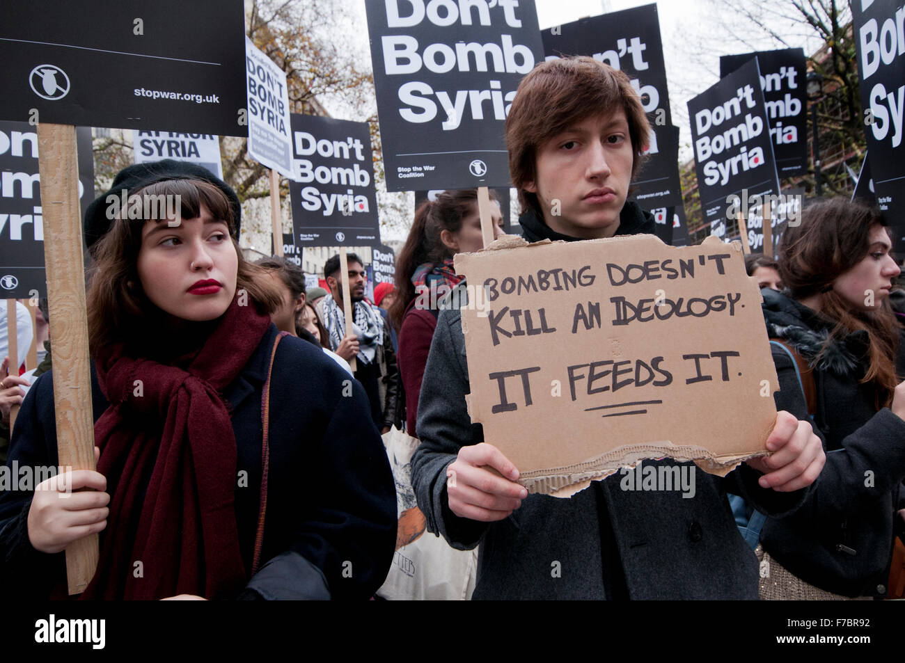 Don't Bomb Syria Protest organised by Stop the War demonstration ...