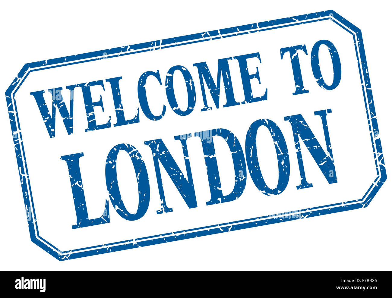 London - welcome blue vintage isolated label Stock Photo - Alamy