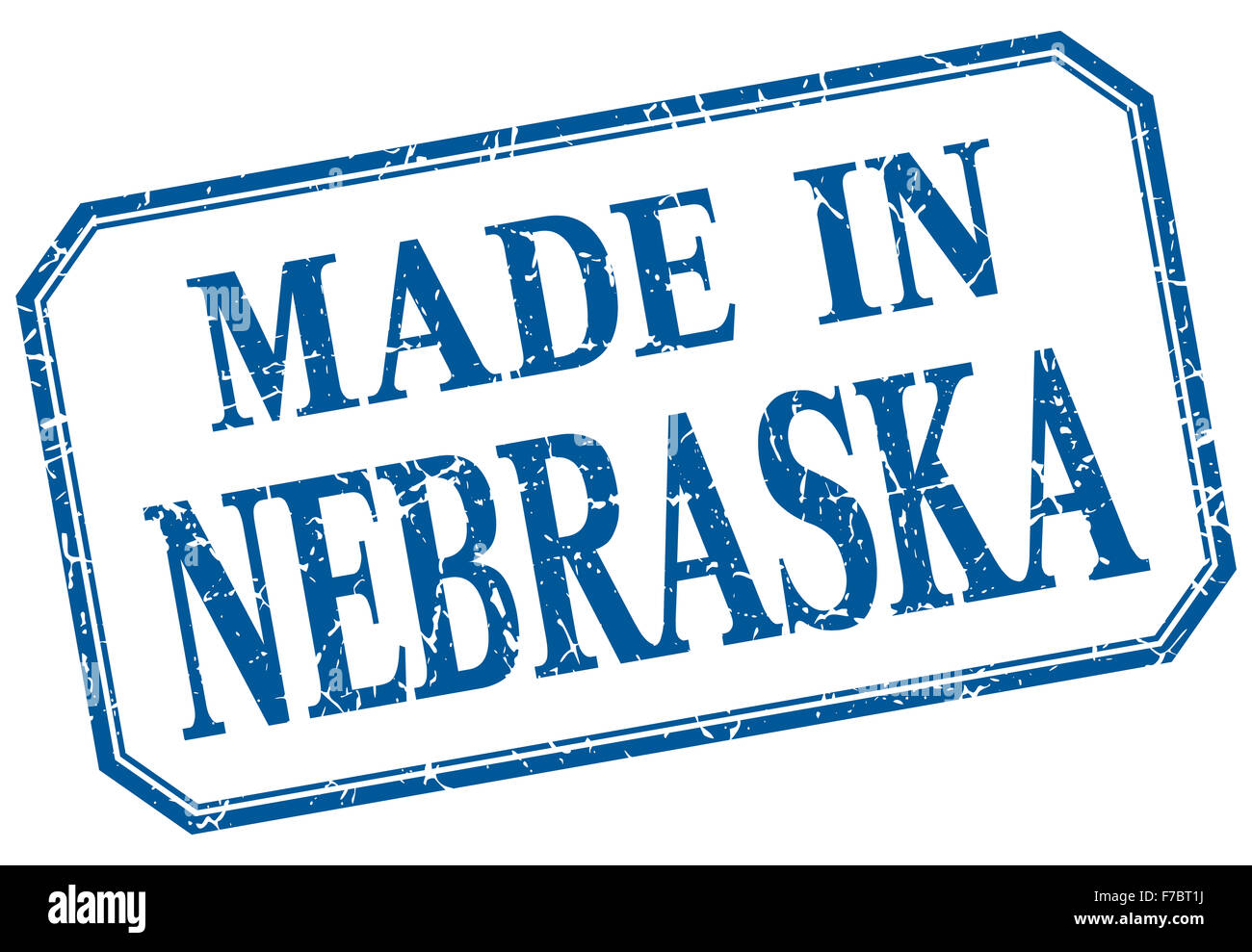 Nebraska - made in blue vintage isolated label Stock Photo - Alamy