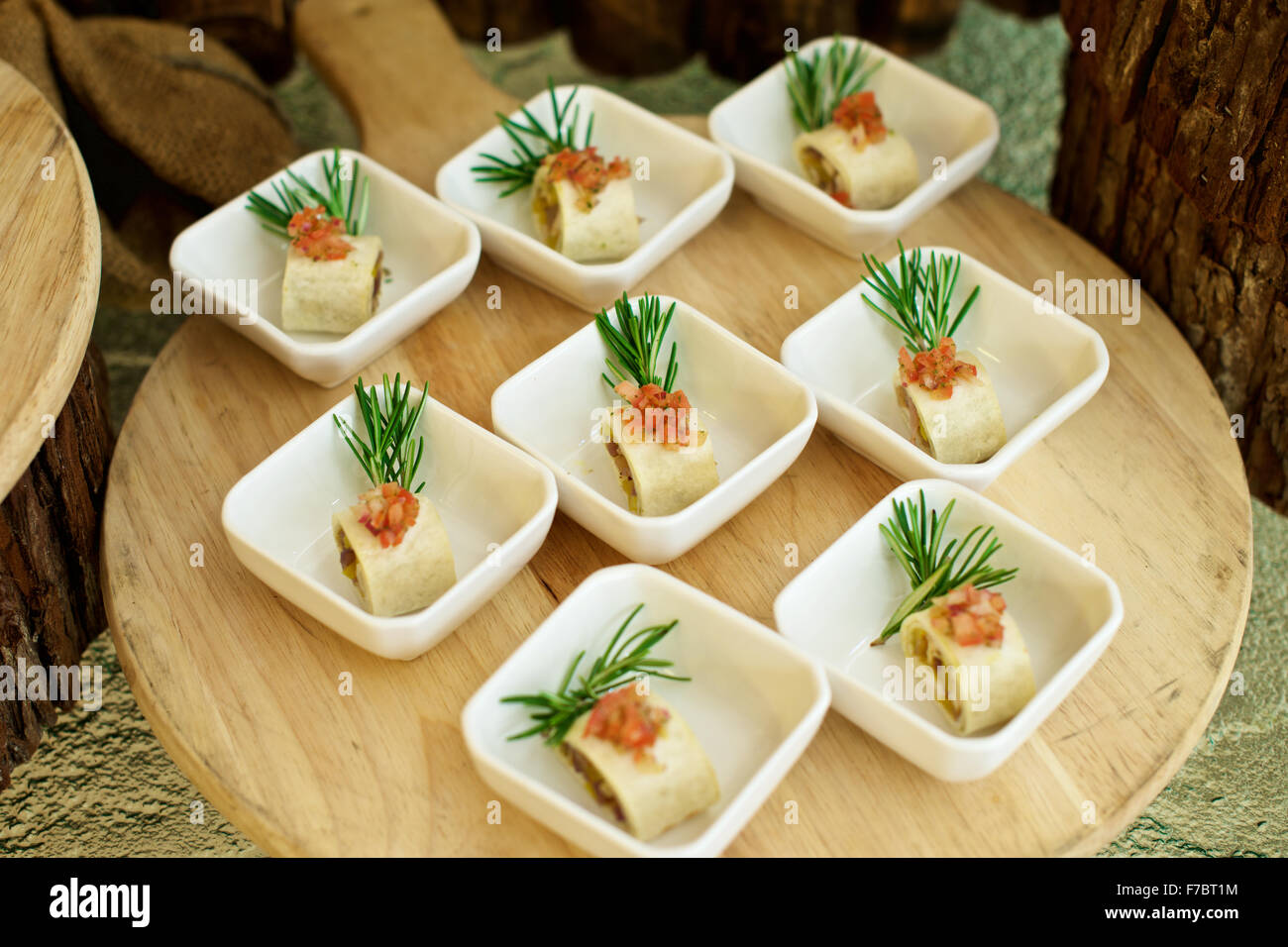 Delicious Canapés starters on plate in restaurant Stock Photo - Alamy