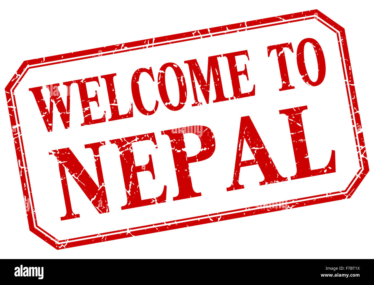 Nepal - welcome red vintage isolated label Stock Photo - Alamy