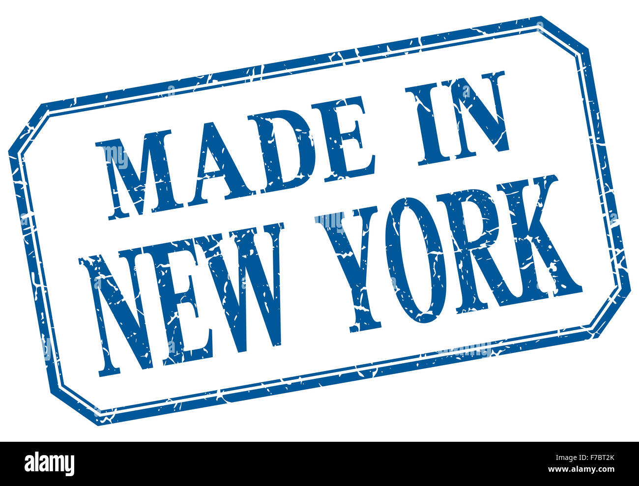 New York - made in blue vintage isolated label Stock Photo - Alamy