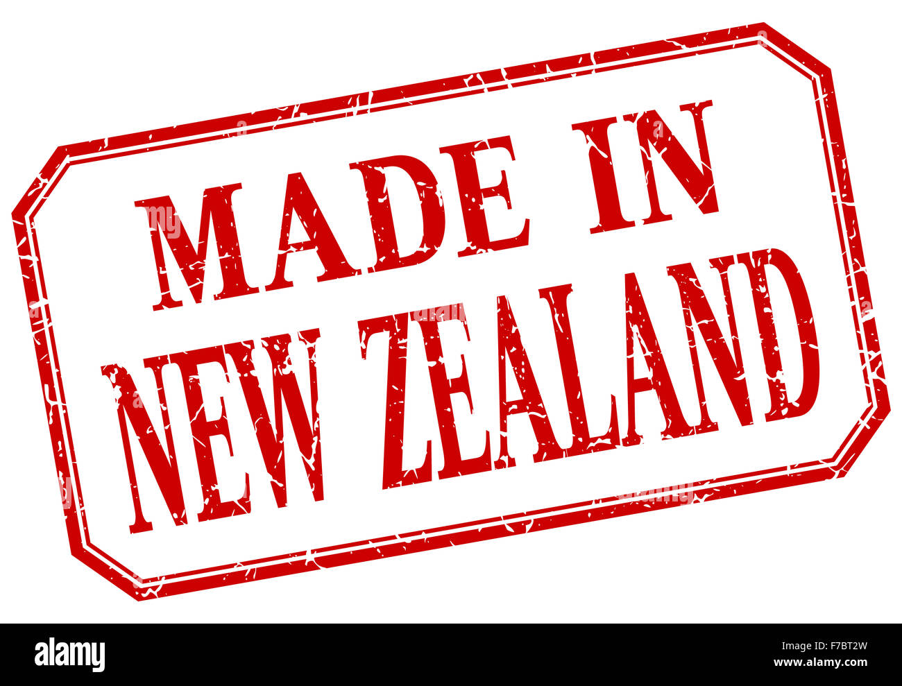 New Zealand - made in red vintage isolated label Stock Photo - Alamy
