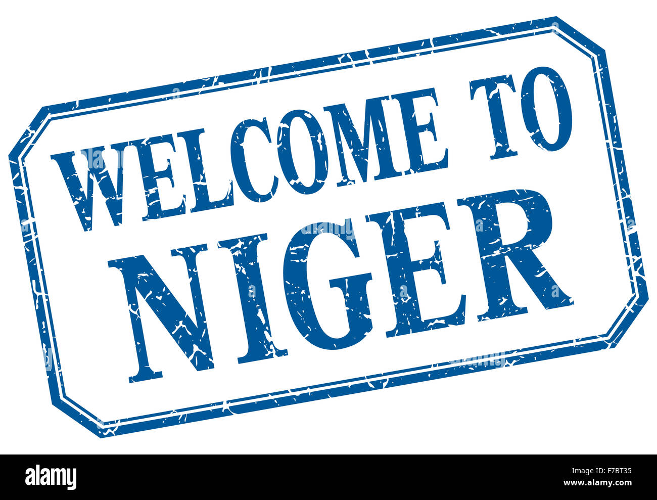 Niger - welcome blue vintage isolated label Stock Photo - Alamy