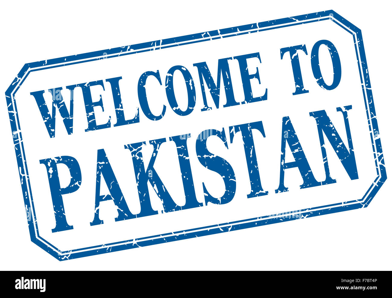 Pakistan - welcome blue vintage isolated label Stock Photo - Alamy