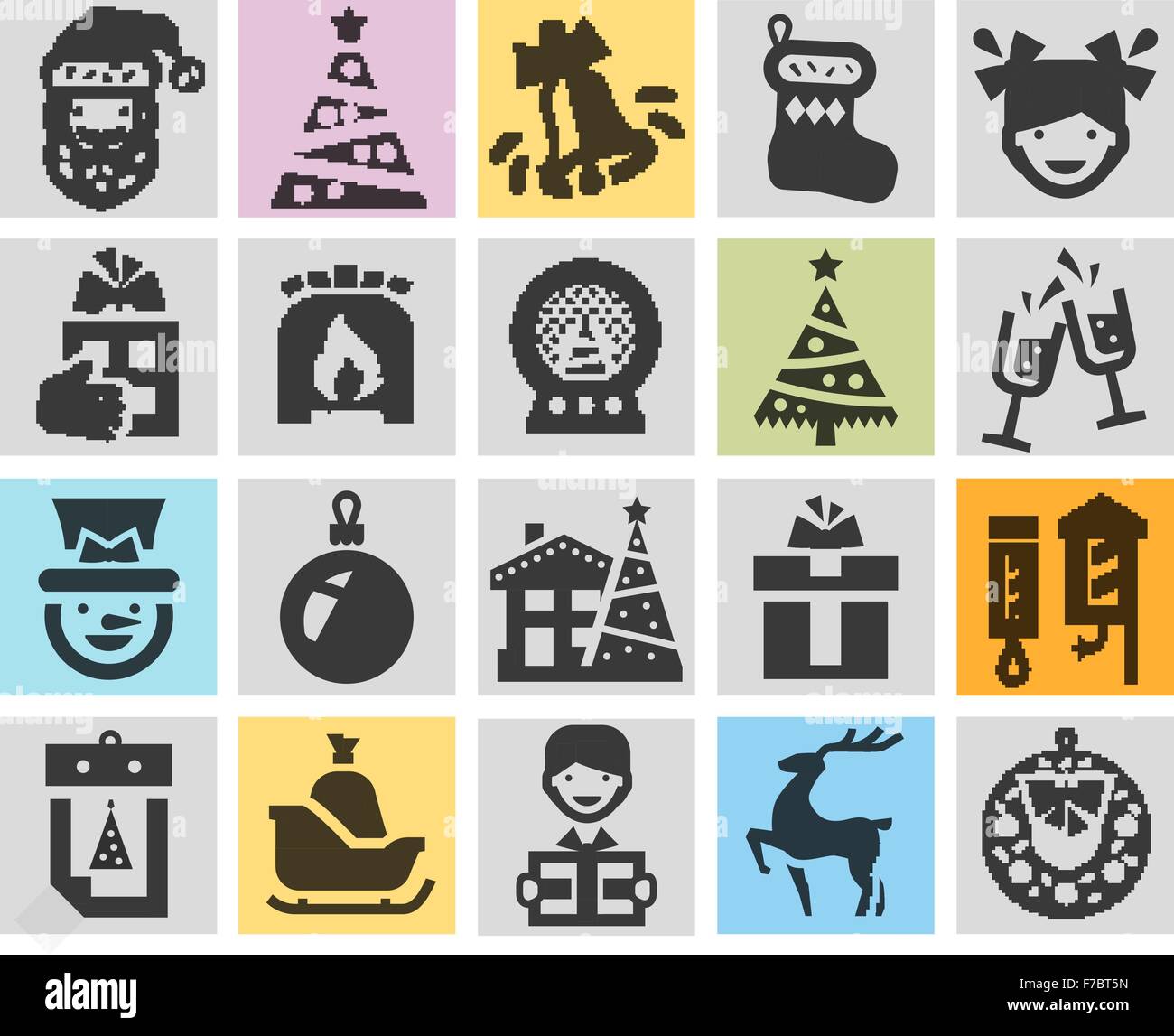 Christmas set black icons. signs and symbols Stock Vector Image & Art ...
