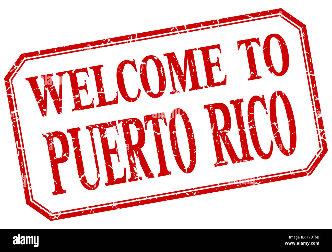 Puerto Rico - welcome red vintage isolated label Stock Photo - Alamy