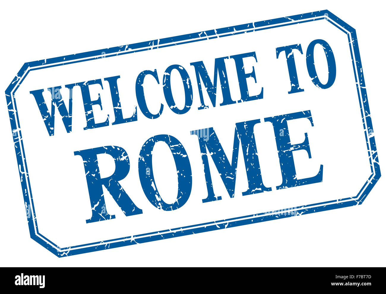 Rome - welcome blue vintage isolated label Stock Photo - Alamy