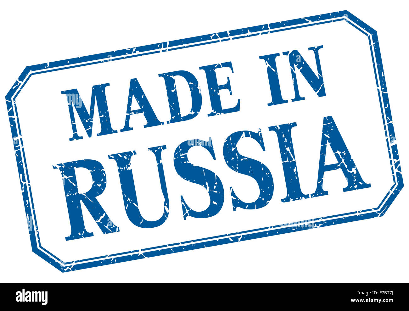 Russia - made in blue vintage isolated label Stock Photo - Alamy