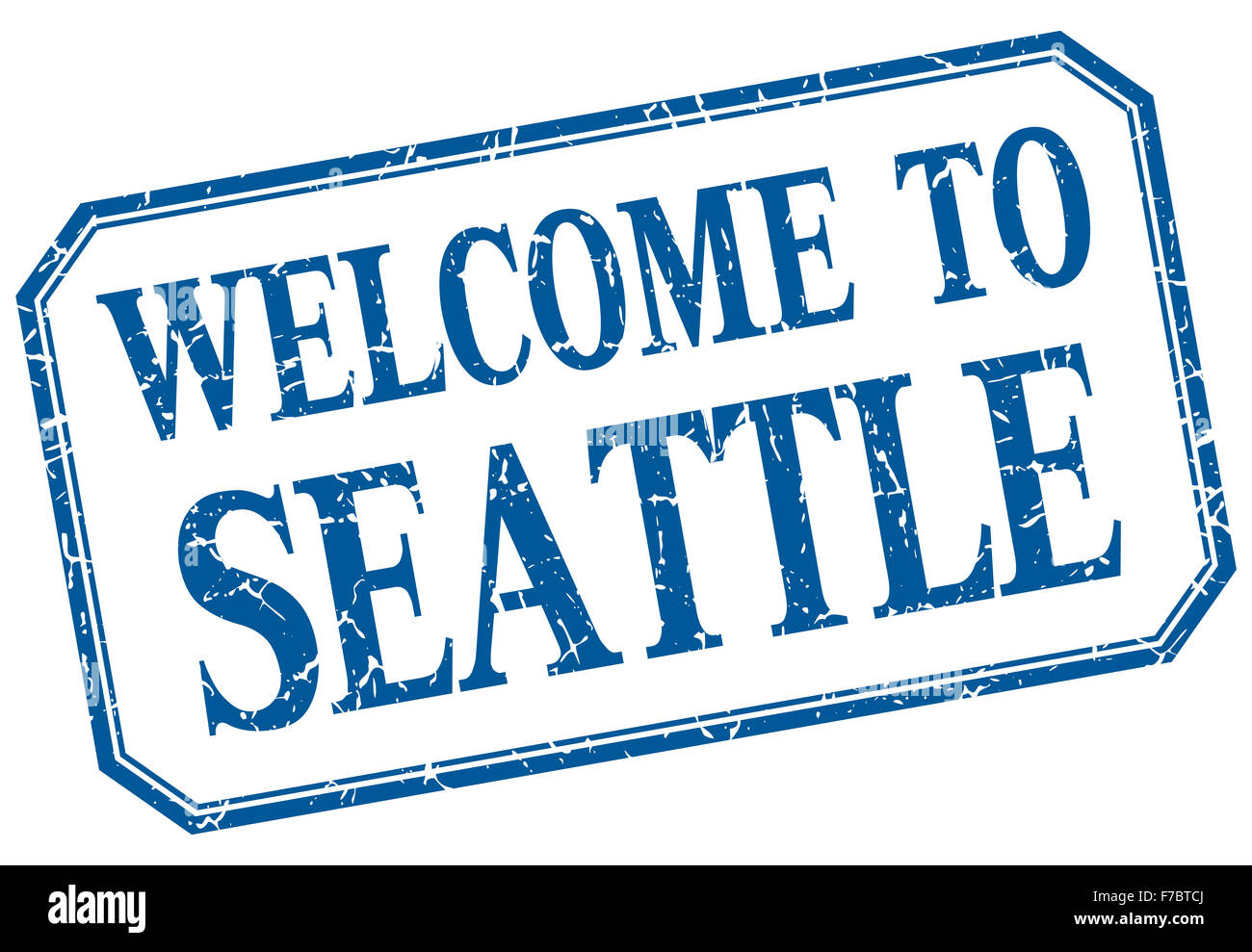 Seattle - welcome blue vintage isolated label Stock Photo - Alamy