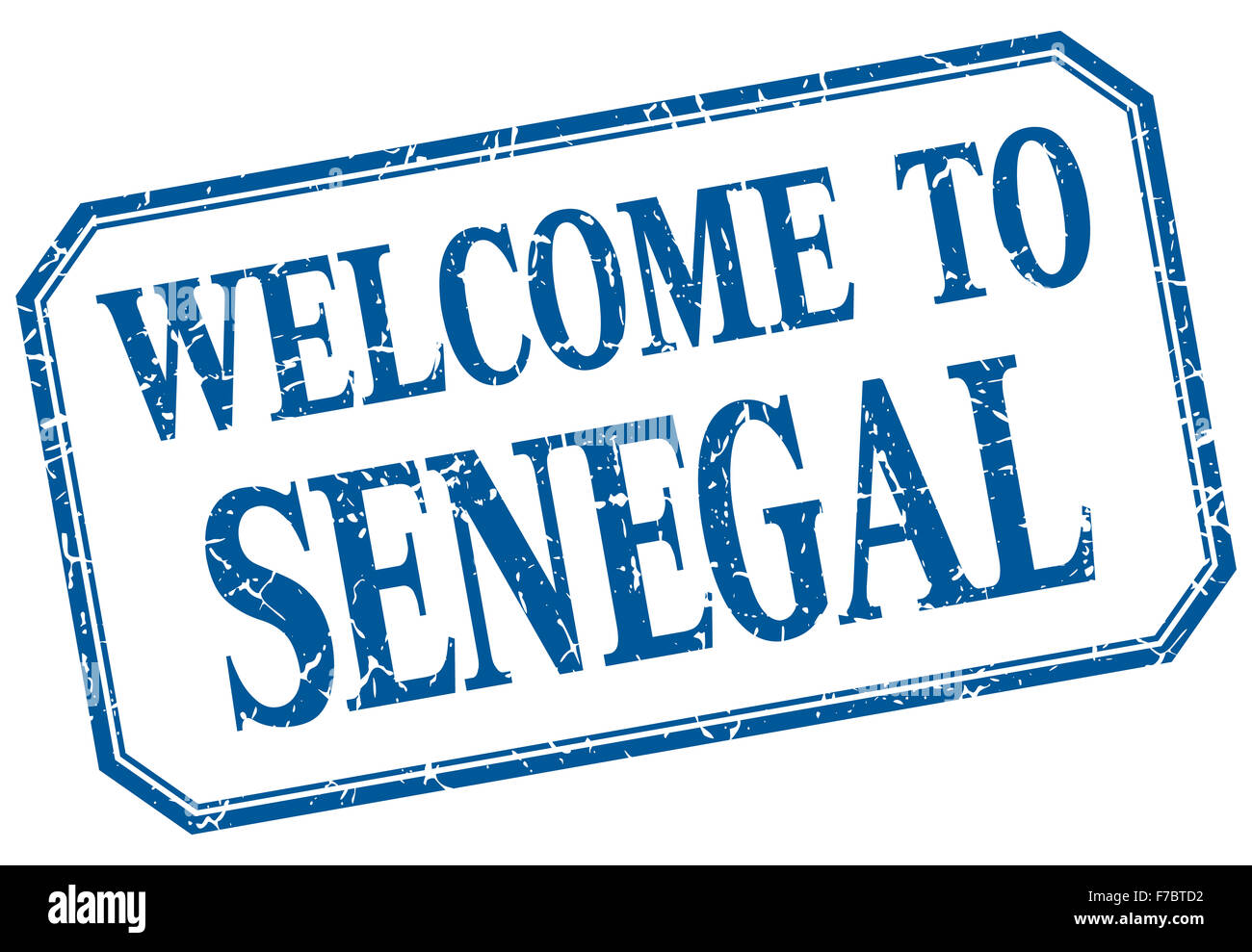 Senegal - welcome blue vintage isolated label Stock Photo - Alamy