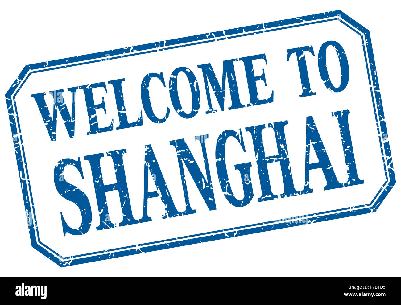 Shanghai - welcome blue vintage isolated label Stock Photo - Alamy