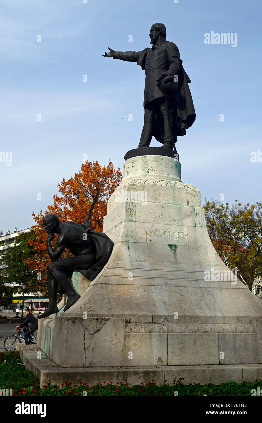 Kecskemet city Hungary autumn colors inner city Kossuth Lajos statue ...