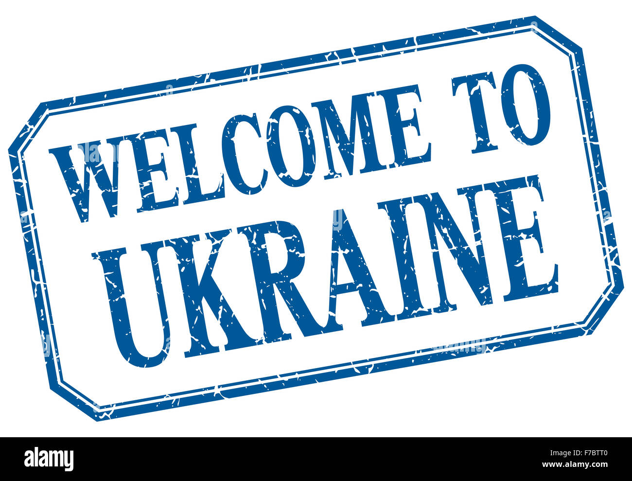 Ukraine - welcome blue vintage isolated label Stock Photo - Alamy