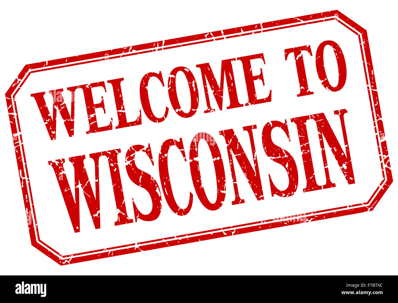 Wisconsin - welcome red vintage isolated label Stock Photo - Alamy