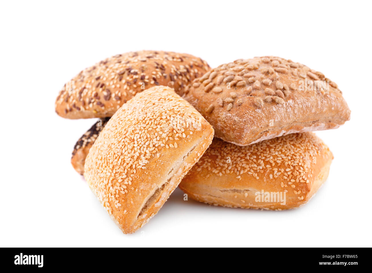 Breads with different seeds isolated on white background Stock Photo ...