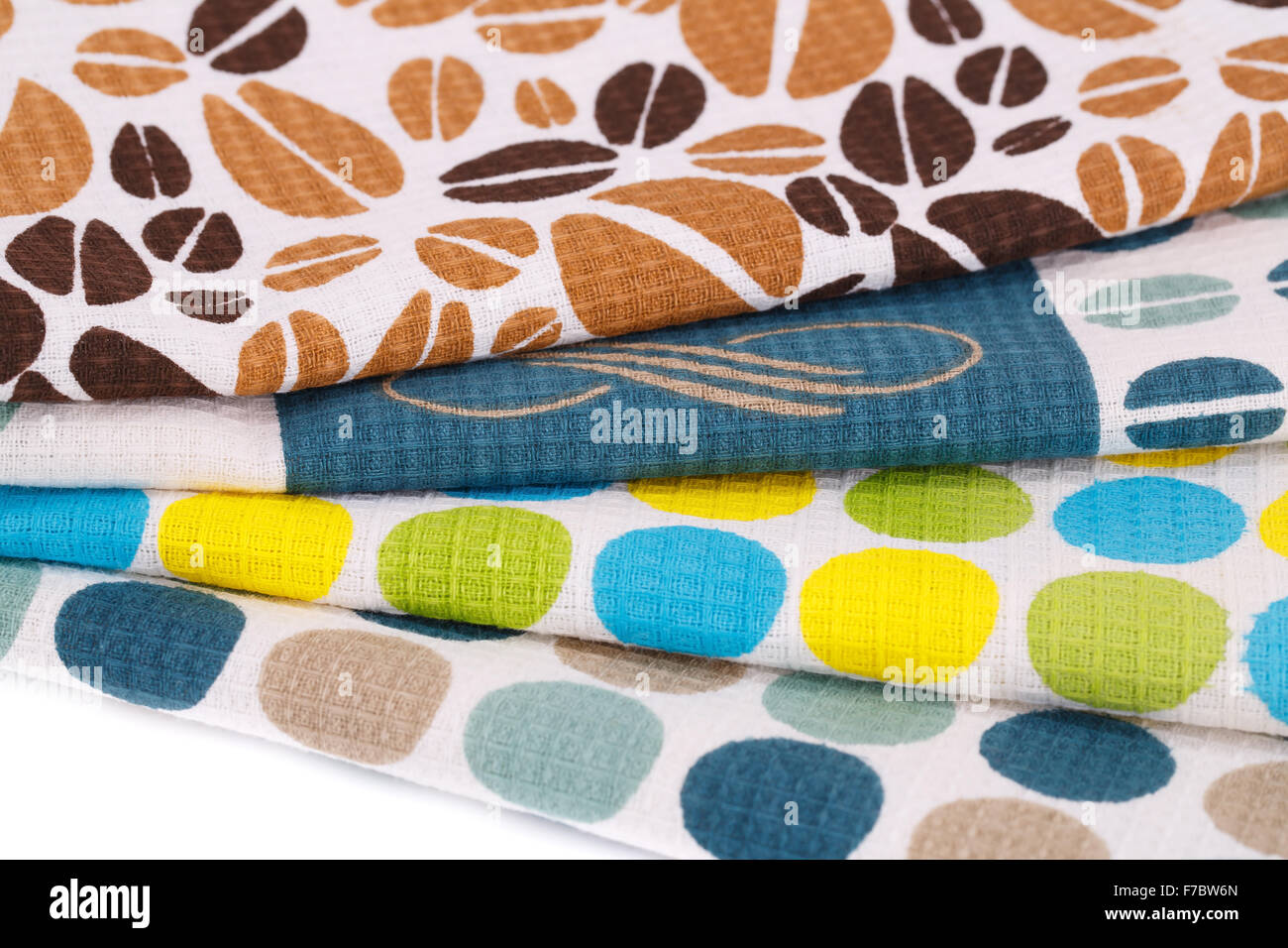 Stack of colorful kitchen towels closeup picture Stock Photo - Alamy