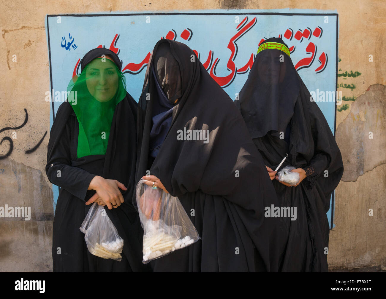 Shiite Muslim Women Mourning Imam Hussein On The Day Of Tasua With ...