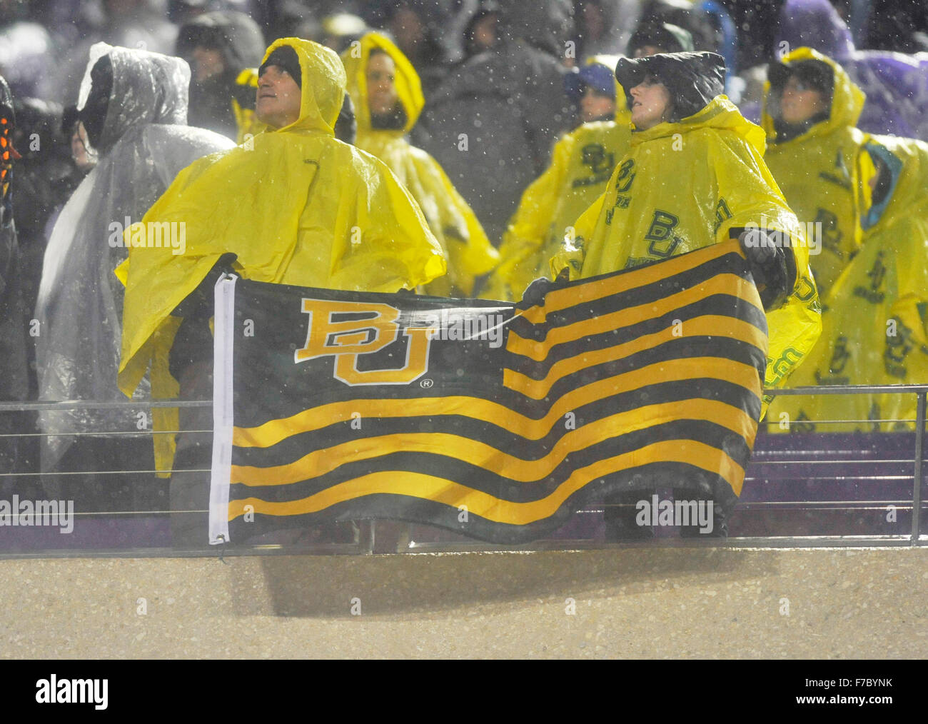 Fort Worth, Texas, USA. 27th Nov, 2015. Baylor fans hold a Baylor flag ...