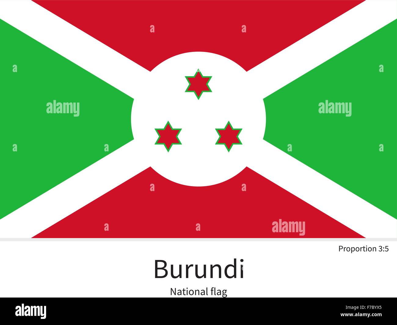 National flag of Burundi with correct proportions, element, colors ...