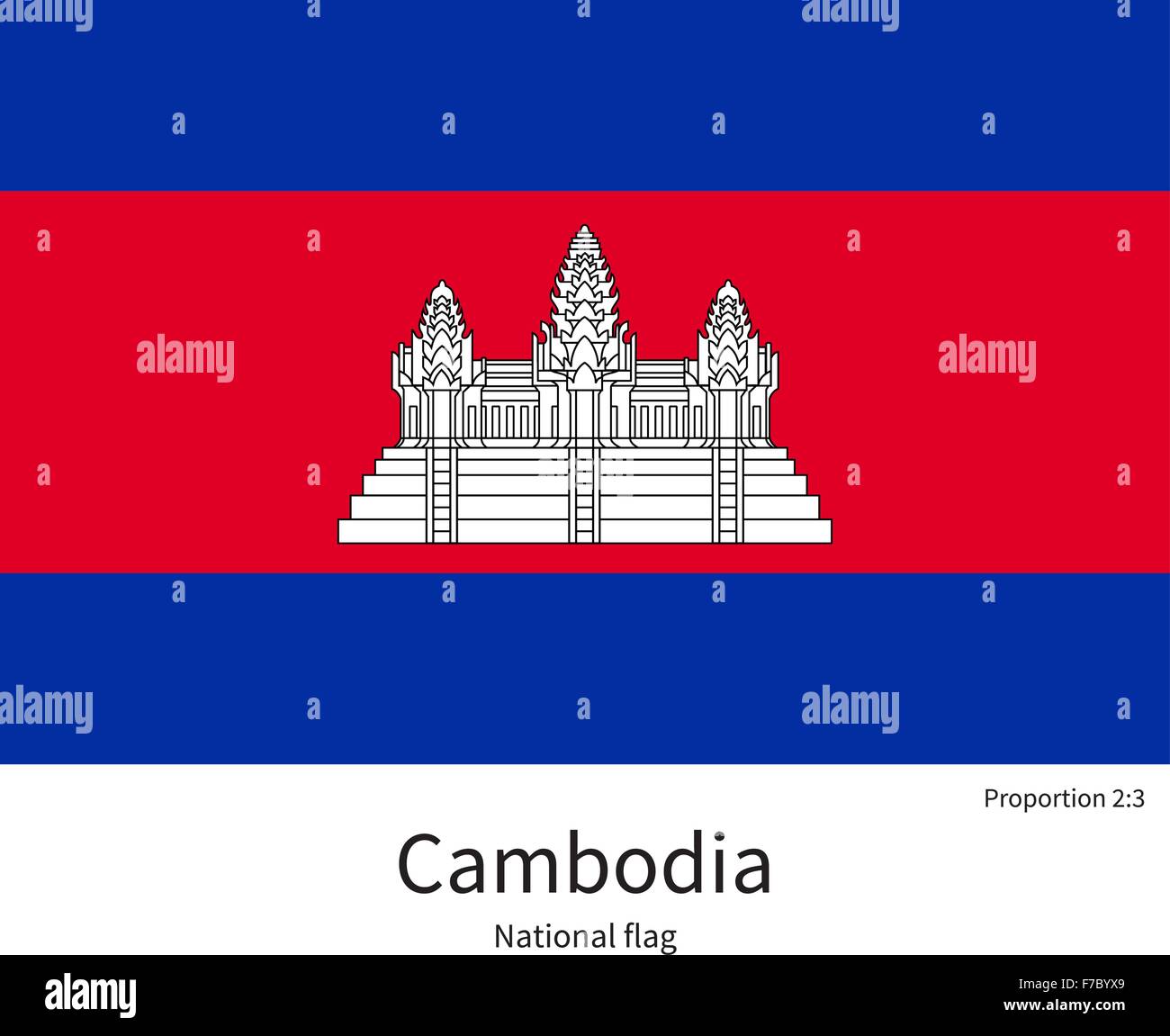 National flag of Cambodia with correct proportions, element, colors ...