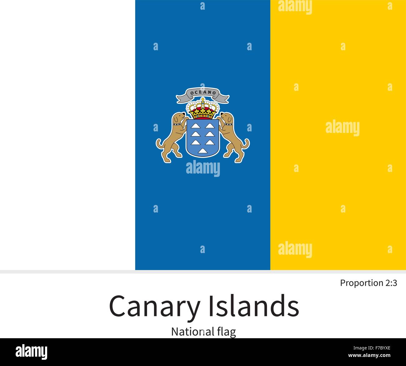 National flag of Canary Islands with correct proportions, element ...