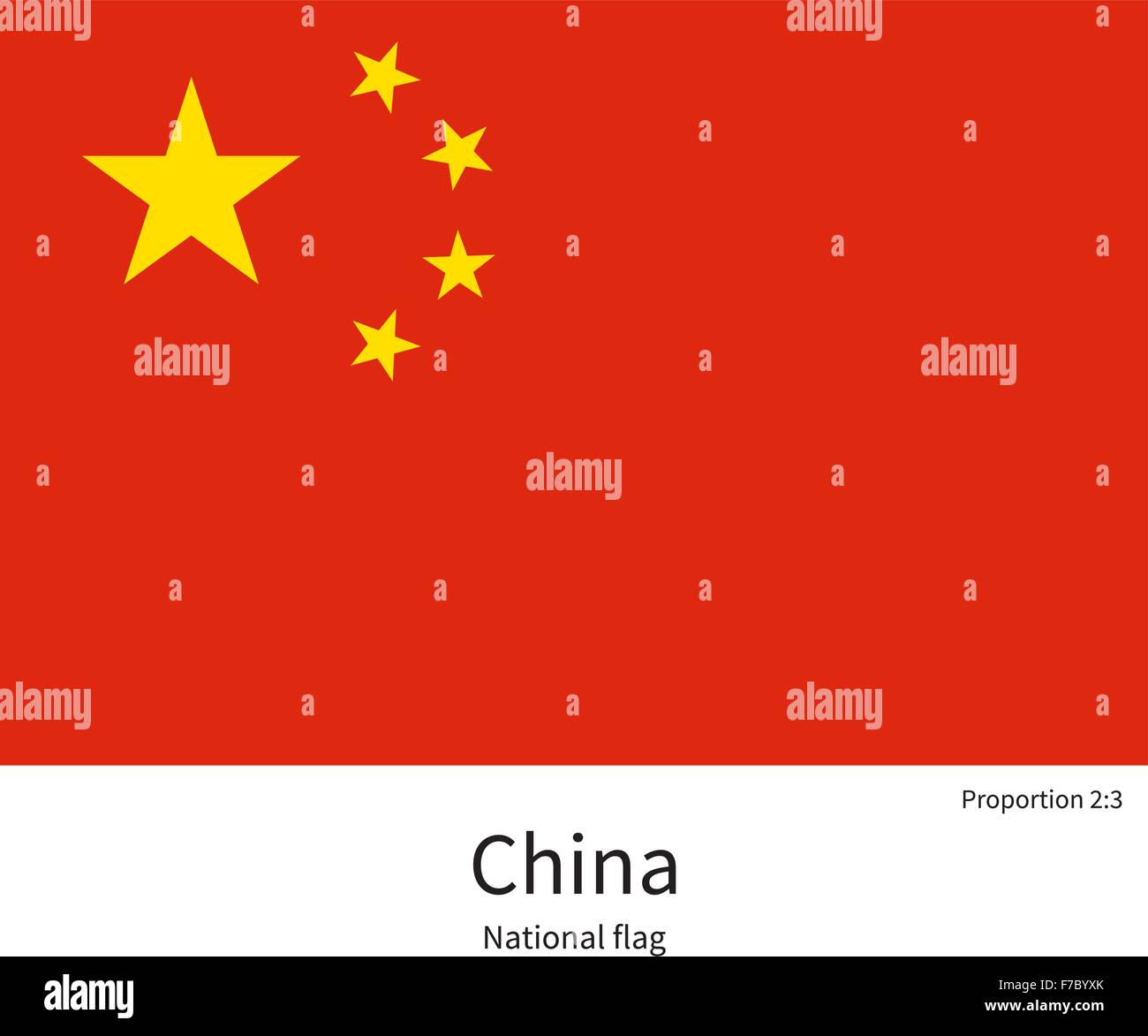 National flag of China with correct proportions, element, colors Stock ...