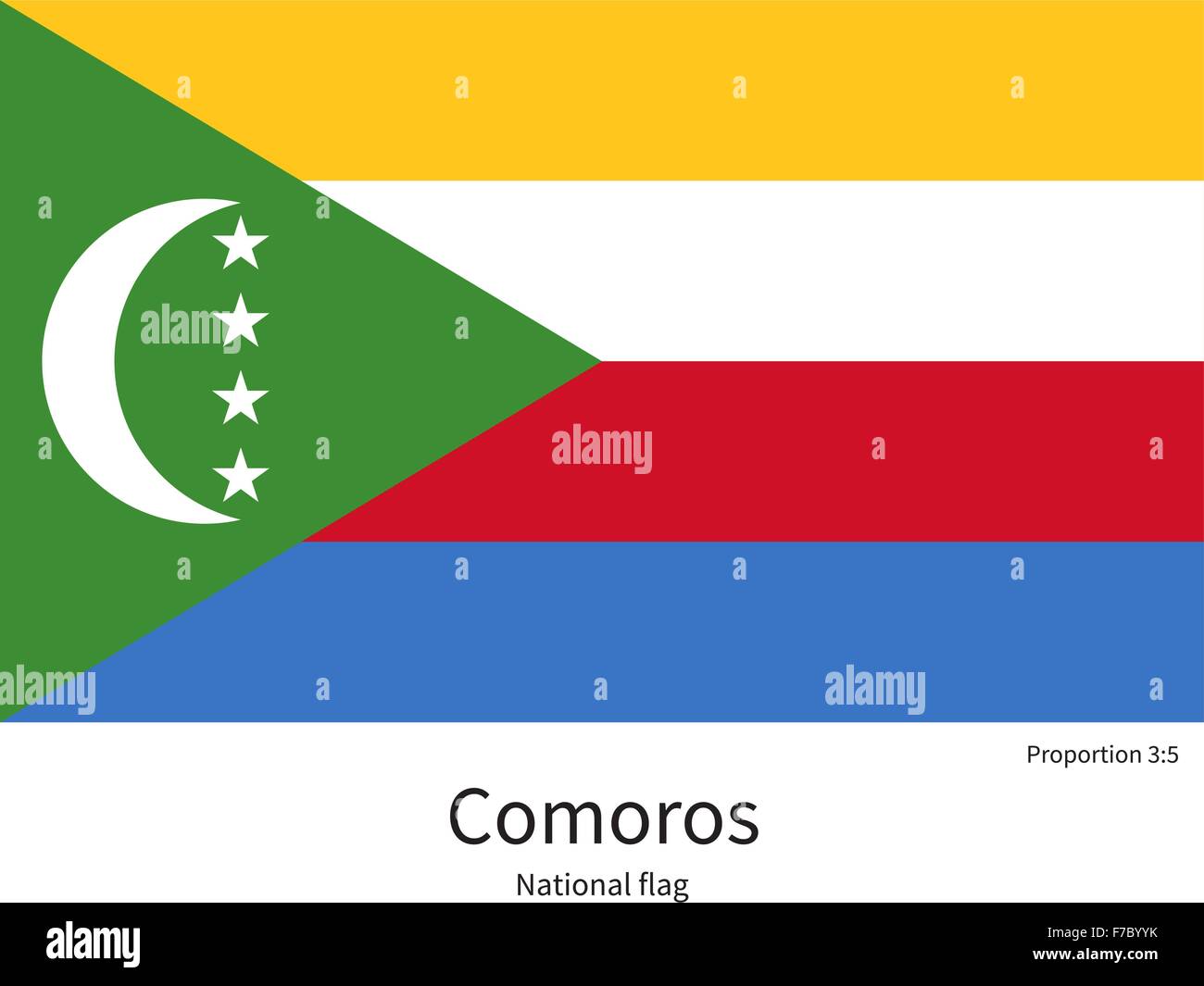 National flag of Comoros with correct proportions, element, colors ...