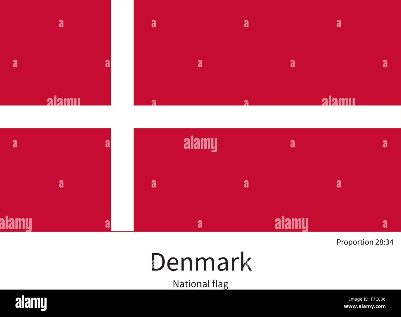 National flag of Denmark with correct proportions, element, colors ...