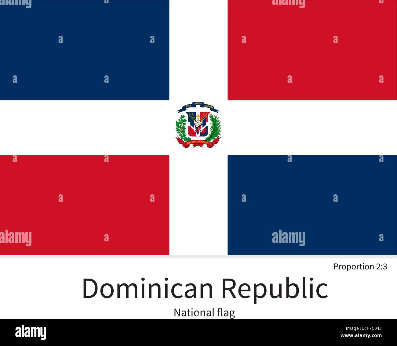 National flag of Dominican Republic with correct proportions, element ...