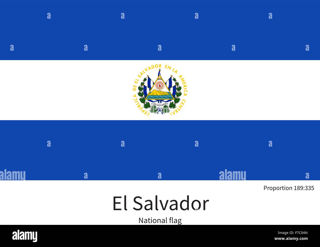 National flag of El Salvador with correct proportions, element, colors ...